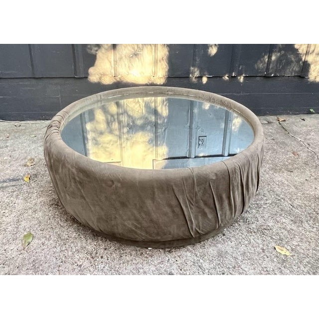 1970s Upholstered Mirror-Top Lazy Susan Coffee Table | Chairish