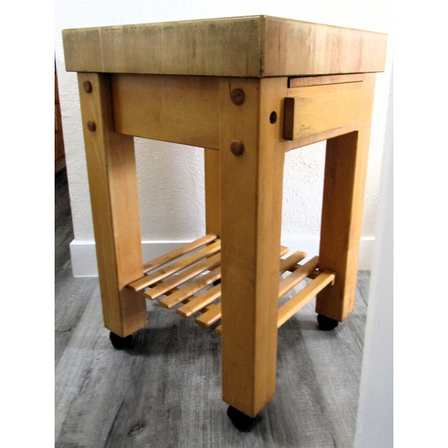 Le Gourmand Kitchen Island Butcher Block Table With Drawer on Castors ...
