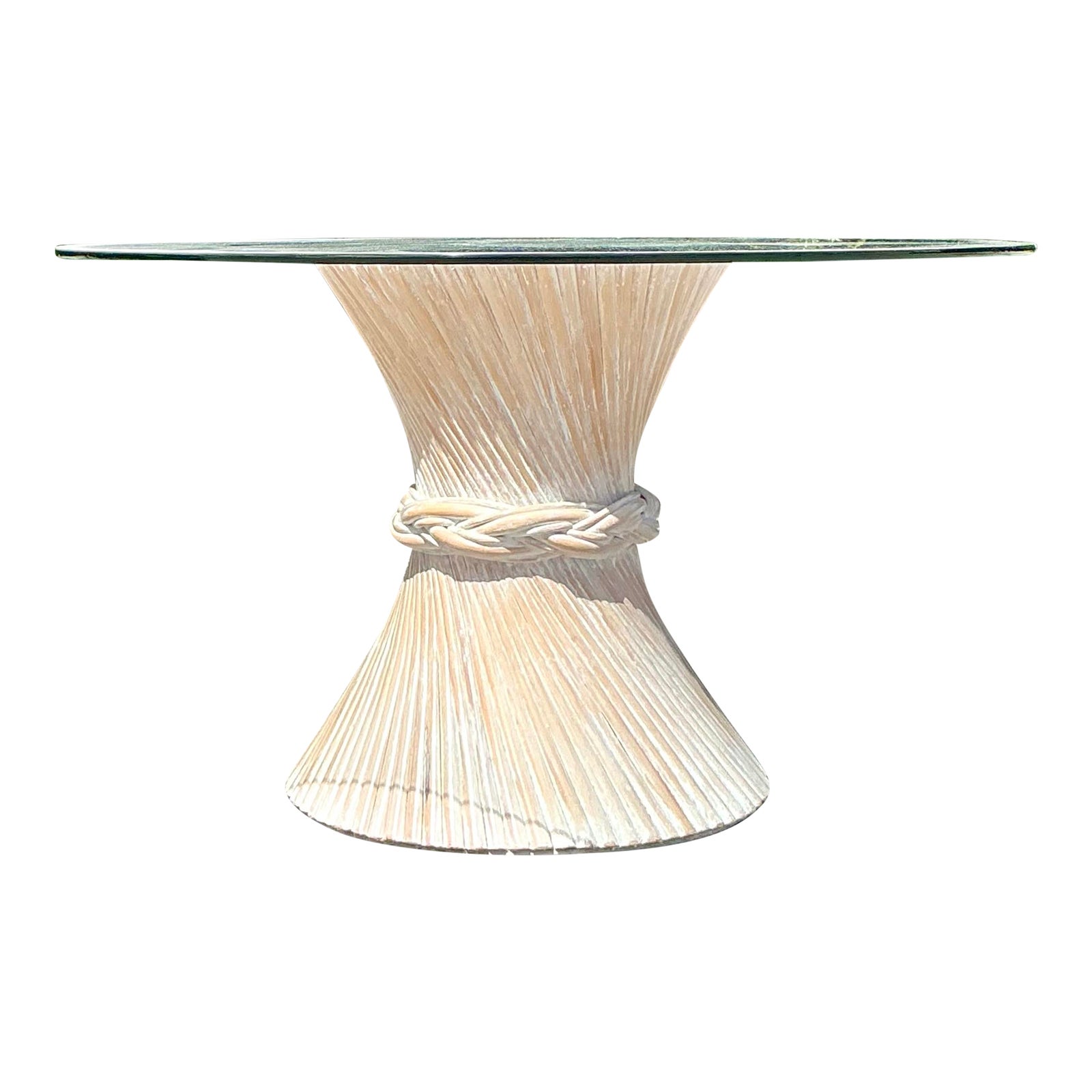 Vintage Coastal Twisted Rattan Dining Table After McGuire | Chairish