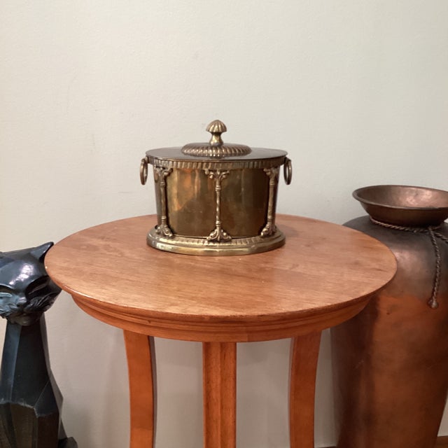 Mid 20th Century Vintage Brass Biscuit Tin With Lid and Handles | Chairish