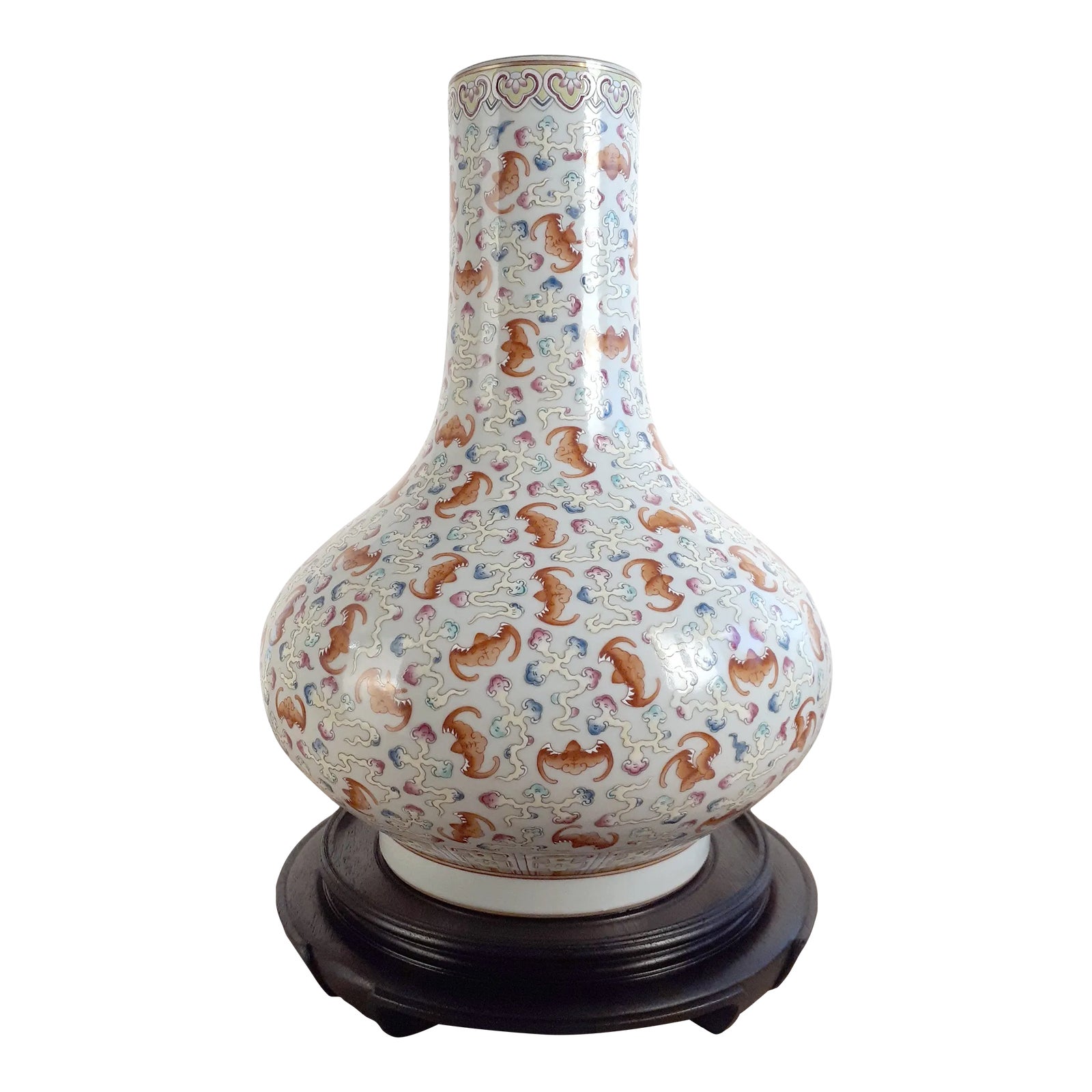 Chinese Porcelain Fu Bats Biqiping | Chairish