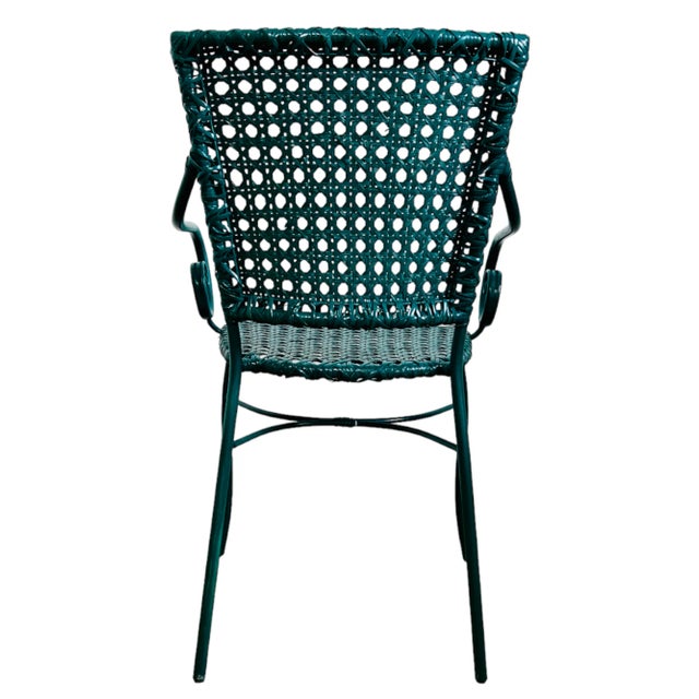 Set of 4 Metal Scroll Arm Chairs With Finger Caned Seats and Backs ...