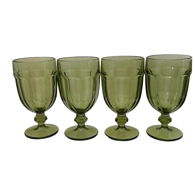 Eight Libbey Duratuff Gibraltar Olive Green 7" Iced Tea Glasses Usa ...