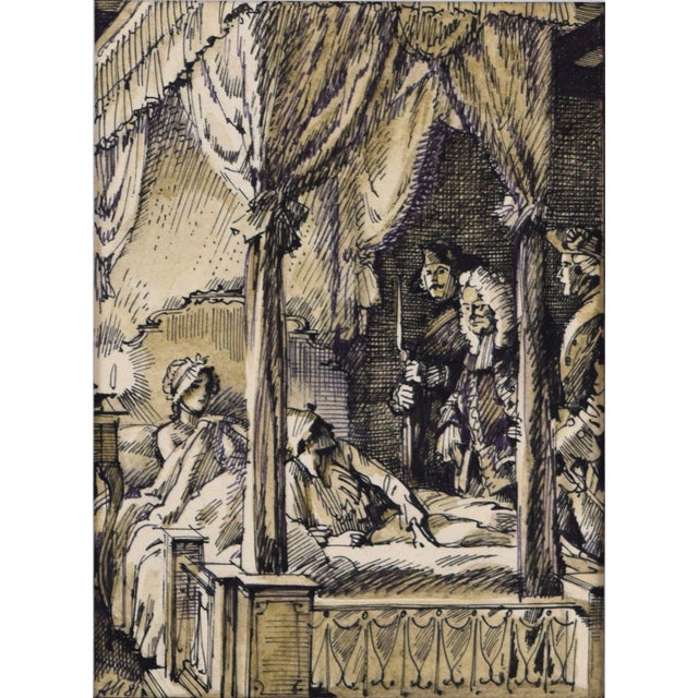 Vintage Russian Pen & Ink Illustration Drawing W/Watercolor by Anatoly ...