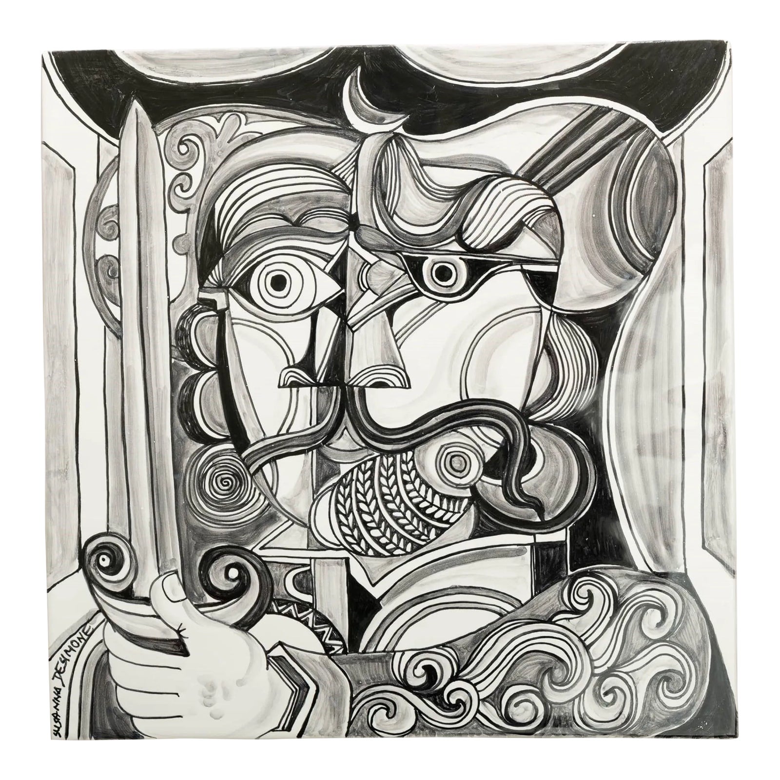 Signature Tile King, Black & White | Chairish