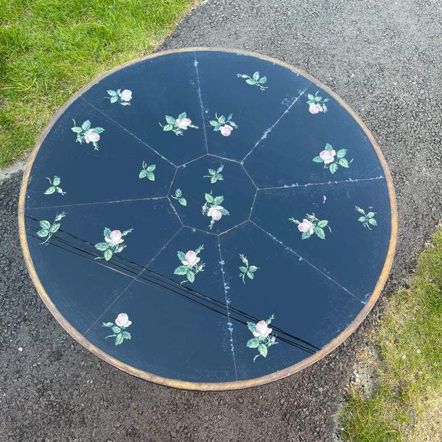 Mid 20th Century Vintage Hand Painted Round Coffee Table | Chairish
