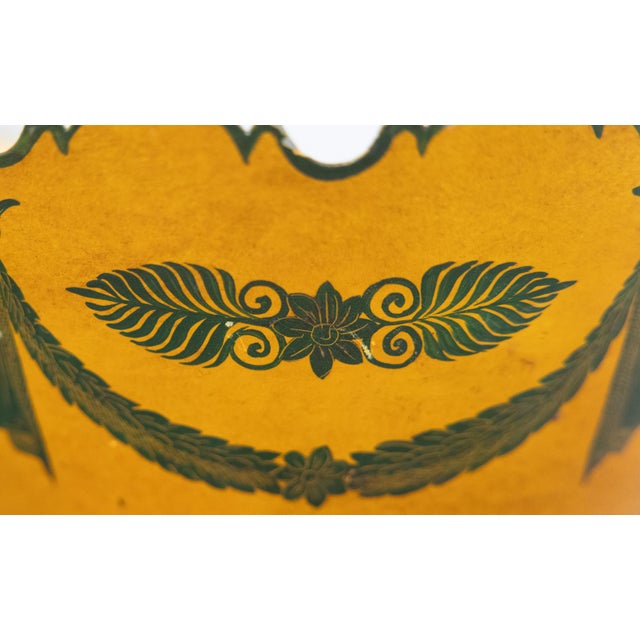 Antique French Mustard Yellow Tole Pedestal Jardiniere Cachepot | Chairish
