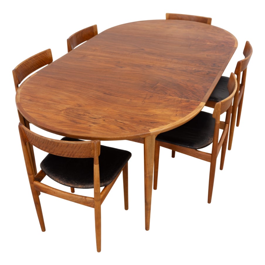 Danish Walnut Dining Room Set by Henry Rosengren Hansen for Brande ...
