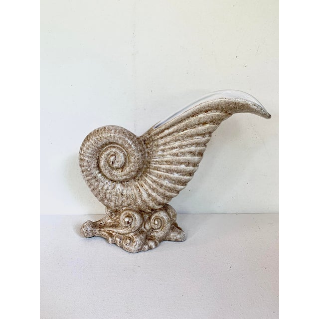 1990s Royal Haeger Pottery Nautilus Shell Vase | Chairish