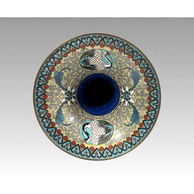 Chinese Jingfa Blue White Dragon Back Cloisonne Beaker Form Vases With ...