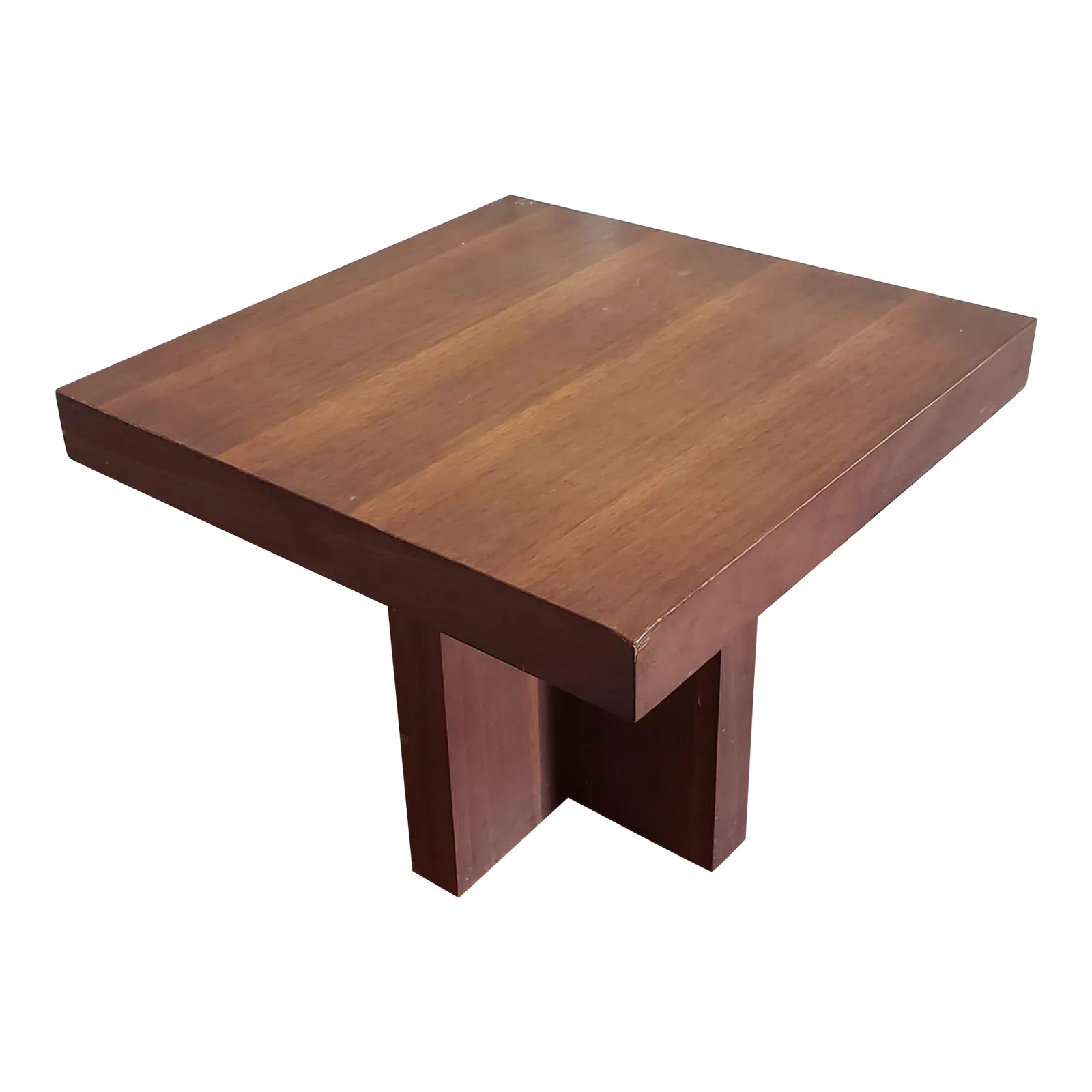 Mid-Century Milo Baughman Style Walnut Cruciform End Tables | Chairish