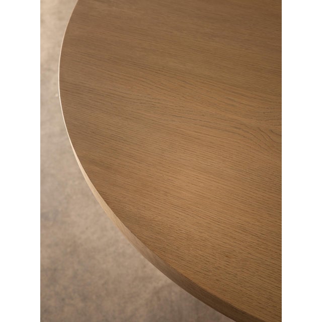 Vivi Checkered Oak Pedestal Dining Table | Chairish