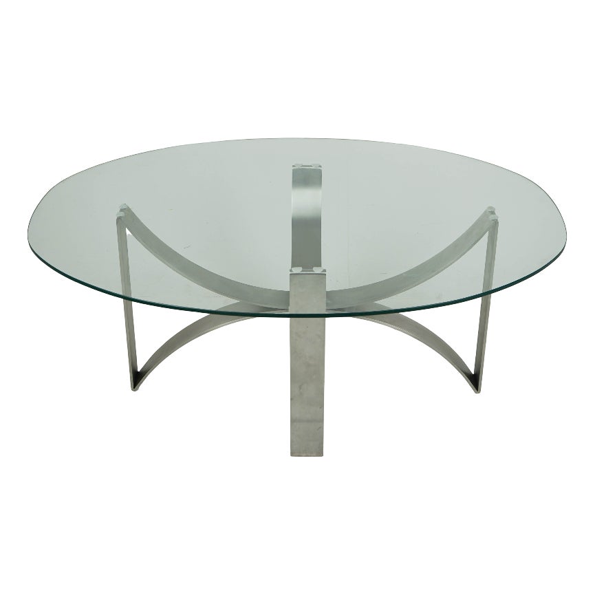 Vintage Coffee Table in Glass and Steel by Jørgen Flemmer, 1986 | Chairish