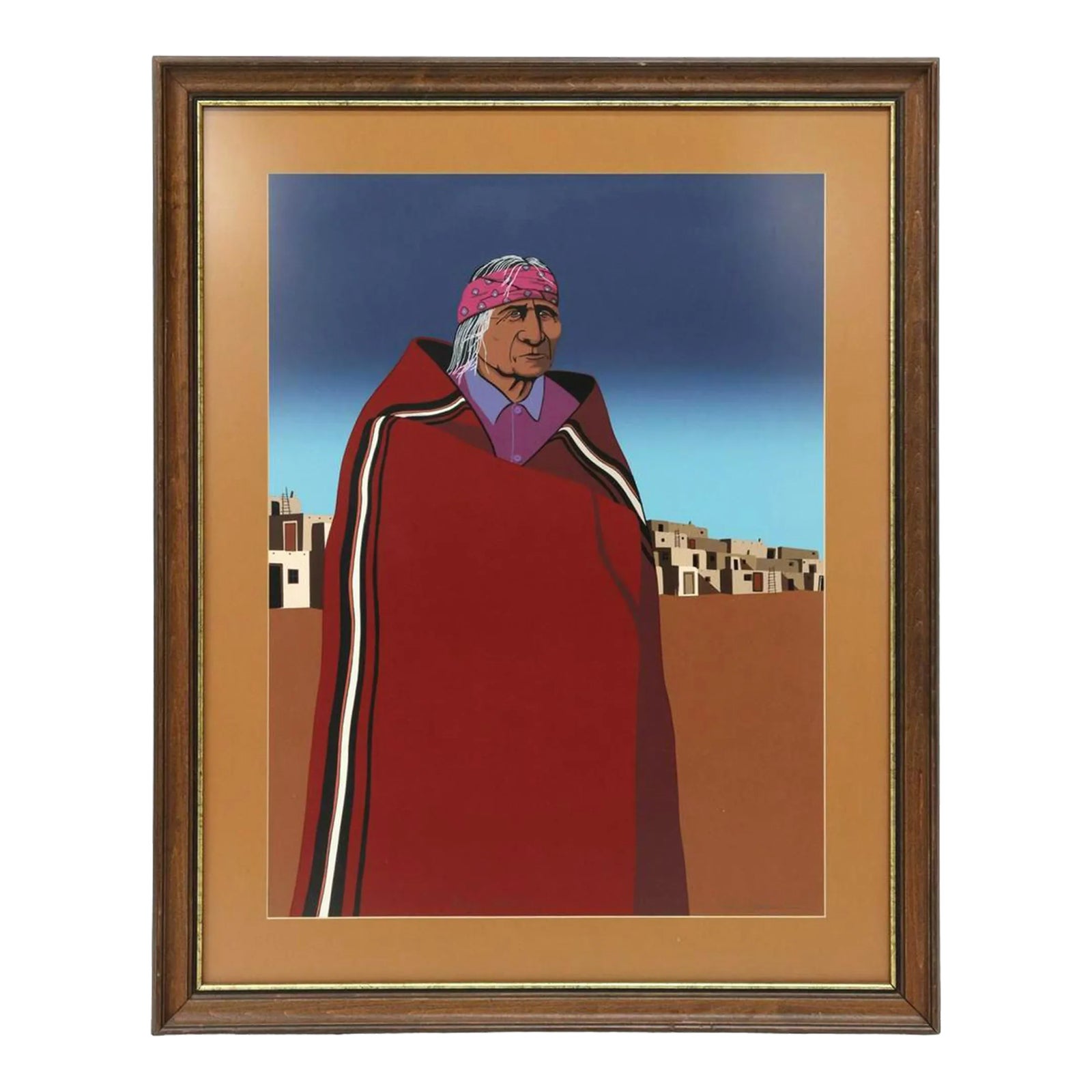 Original Signed 'Navajo Elder' Serigraph by Kim Means (B.1946) | Chairish