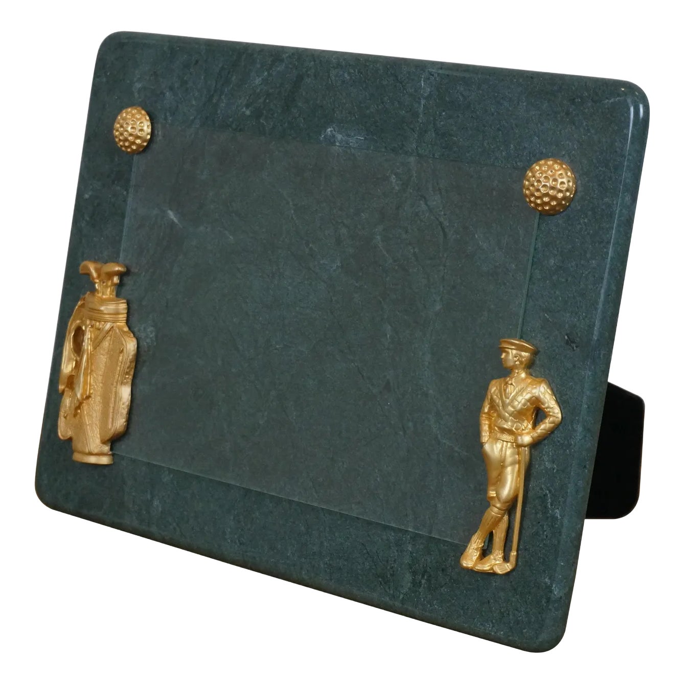 Vintage Green Marble Gold Golf Figure & Clubs Picture Photo Frame ...