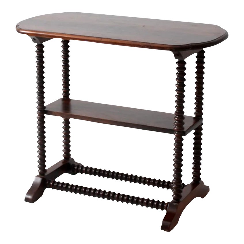 Antique Spool Leg Side Table | Chairish