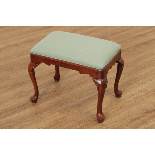 Ethan Allen Queen Anne Style Cherry Stools - A Pair | Chairish