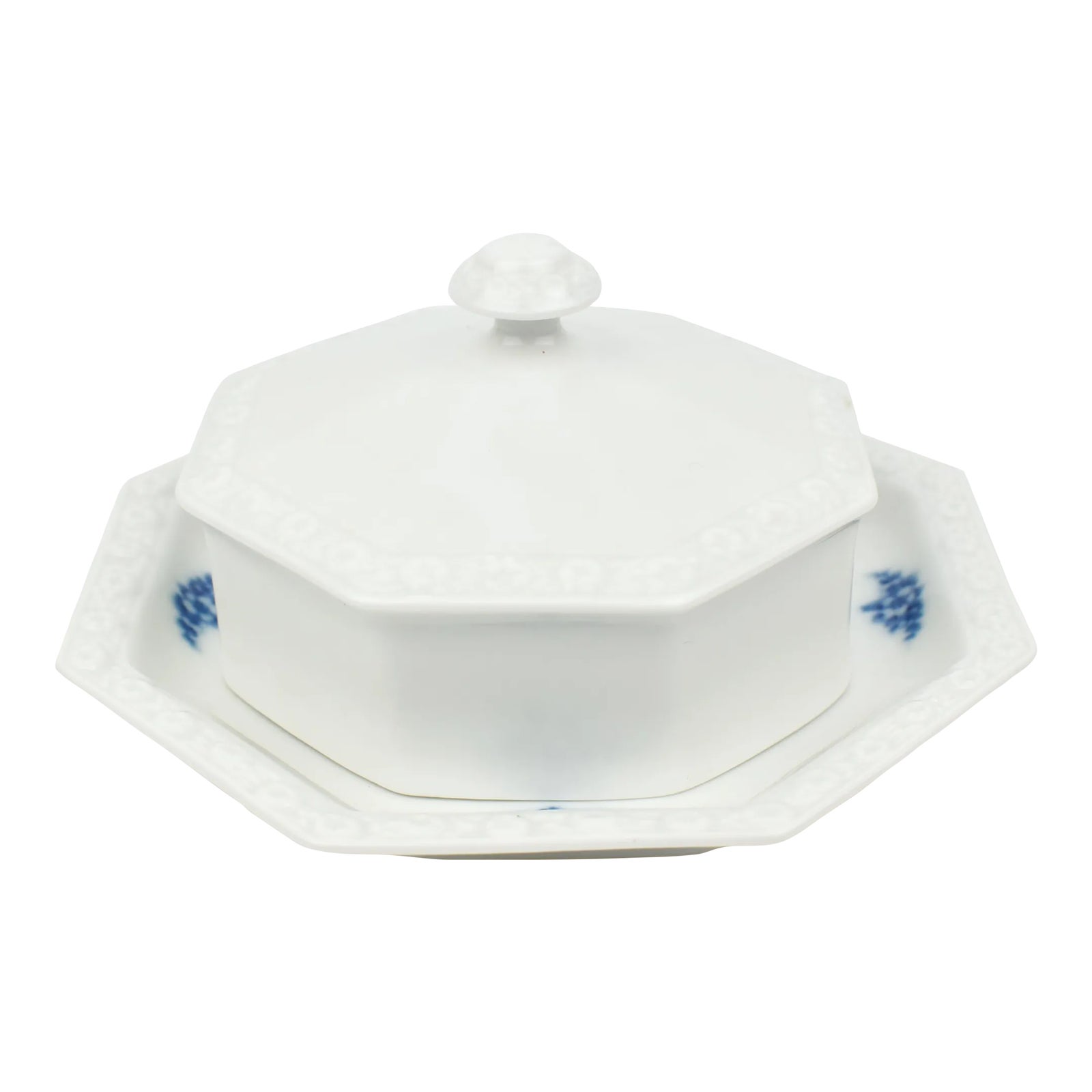Mid 20th Century Cobalt Blue and Embossed Flower Maria Rosenthal Lidded ...
