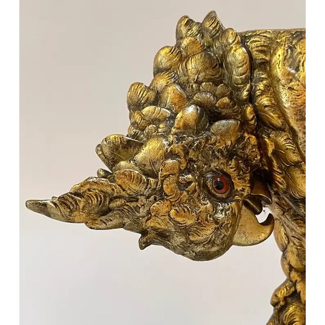 Aesthetic Gilt Metal Cockatoo & Turtle Figural Cachepot | Chairish