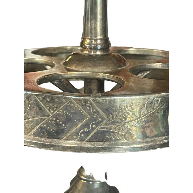 Antique Meriden B Company 5 Piece Condiment Set, Etched Glass, Spoon ...