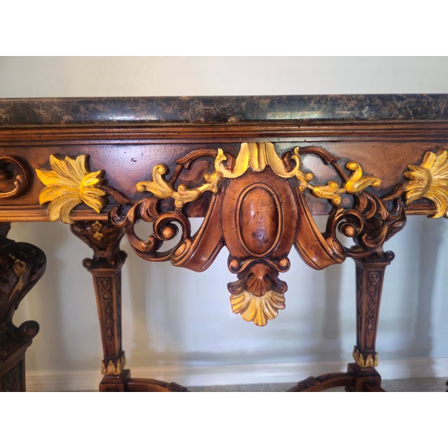 Hand-Carved Gilded Italian Style Table by Francesco Molon Italy | Chairish
