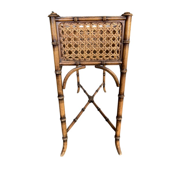 1970s Large Cane and Faux Bamboo Plant Stand | Chairish