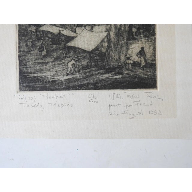 Vintage Willie Reed Rowe Taxco Mexico Market Etching | Chairish