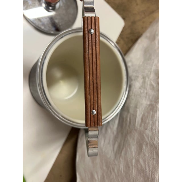 Mid Century Black Faux Alligator Chrome & Wood Bareware Ice Bucket ...