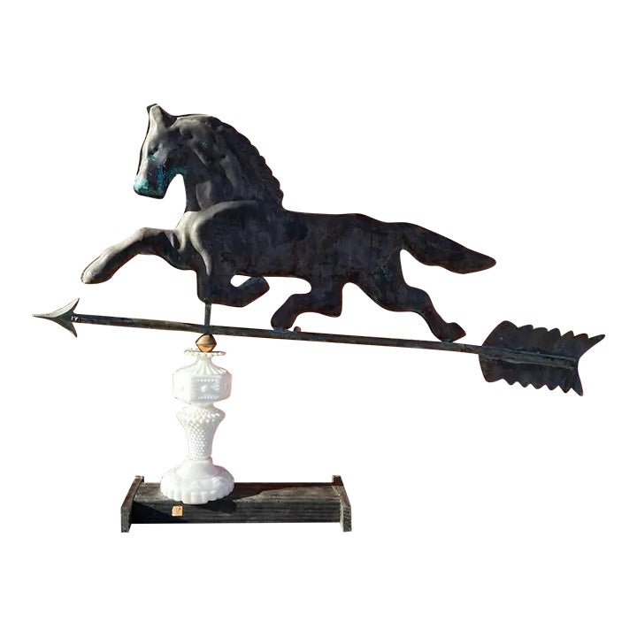 Early 20th Century Copper Horse Weathervane With Copper Ball and Milk ...
