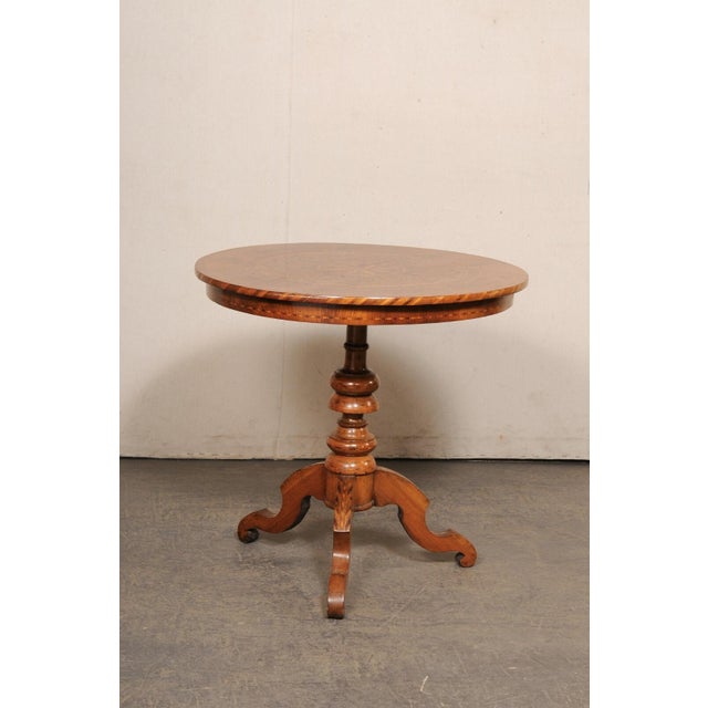 Italian Round Marquetry Top Pedestal Table | Chairish