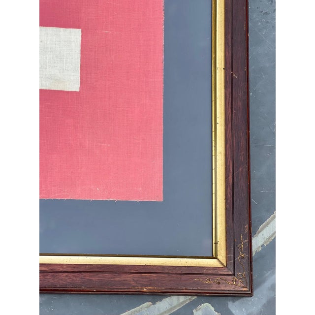 Vintage 1930 Swiss Flag in Antique Walnut Gold Leaf Frame | Chairish
