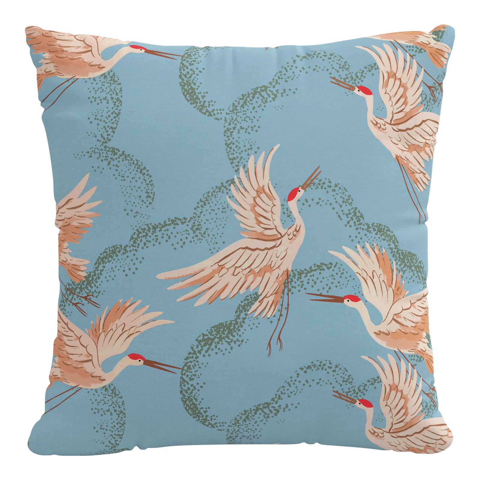 18" Pillow with Feather Insert in Crane Flock Blue | Chairish