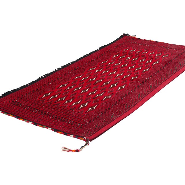 Vintage Red Persian Turkoman Rug - 02'04 X 04'07 | Chairish