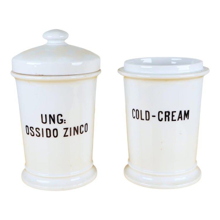 Porcelain Pharmacy Containers from Ginori, Set of 2 | Chairish