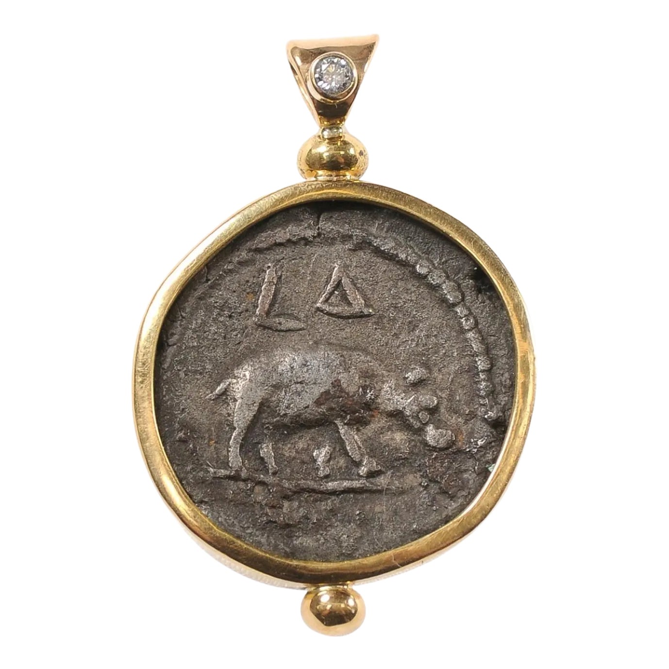 Antique Roman Provincial Hippo Pendant With 22K gold | Chairish