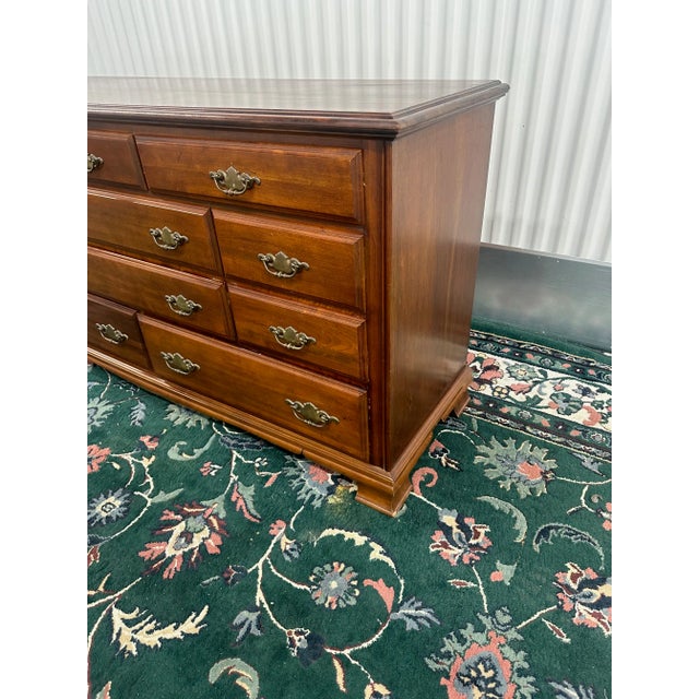 1960s Colonial Style 11 Drawer Cherry Wood Dresser | Chairish