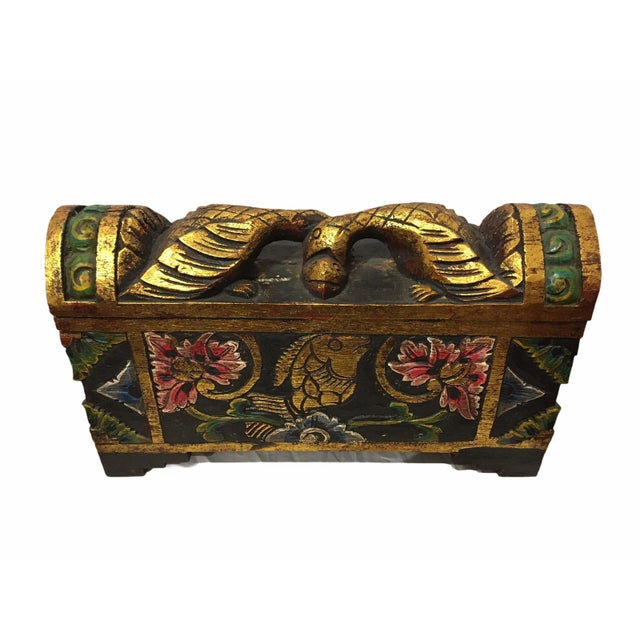 South East Asian Carved Wood Gold Gilt Brilliant Color Vintage Tabletop ...