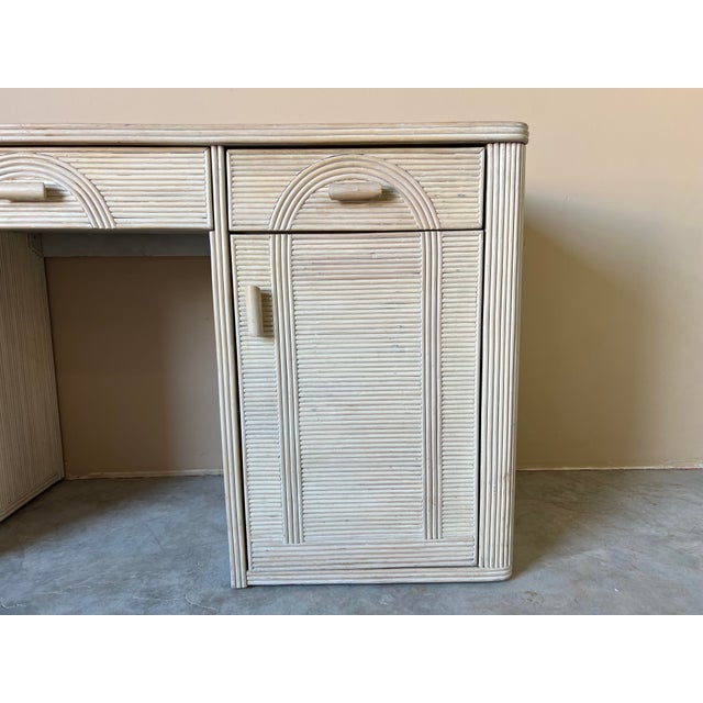 Vintage Gabriella Crespi - Style Pencil Reed Rattan Desk | Chairish