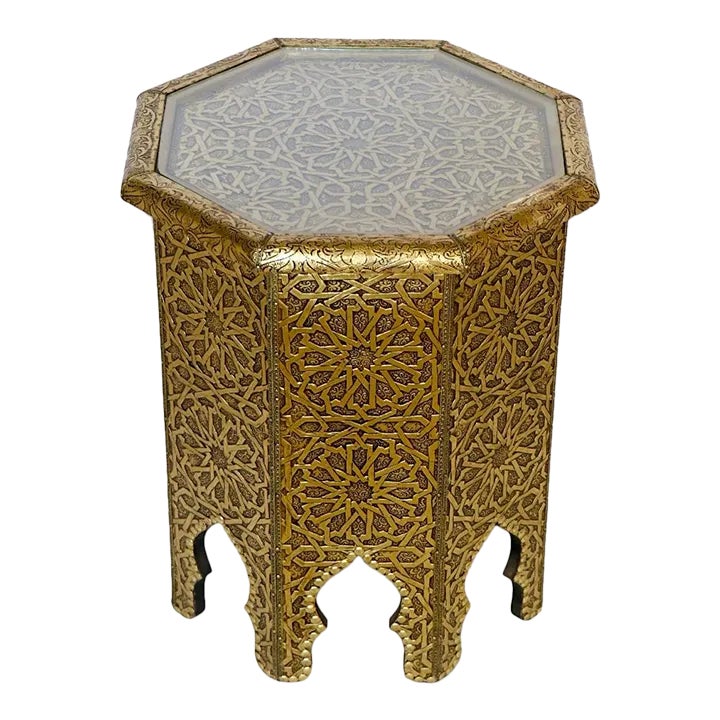 Moroccan Gold Metal Table | Chairish