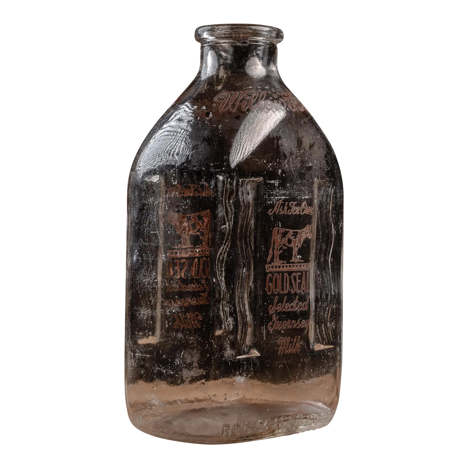 Vintage Glass Willow Dairy Farm Milk Jug | Chairish