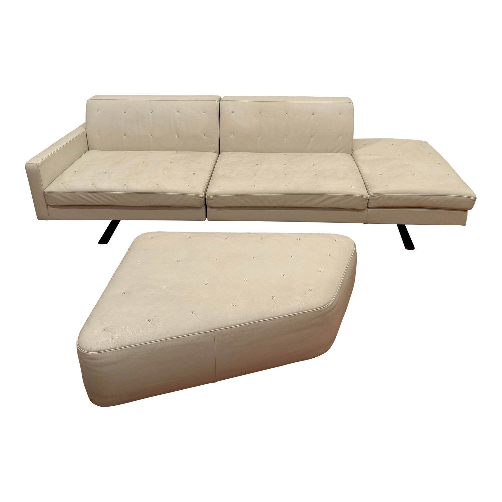 Poltrona Frau by Jean Marie Massaud Kennedee Sofa and Ottoman | Chairish