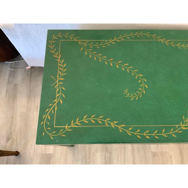 1970s Vintage Green Console Table W/Gold Accents | Chairish