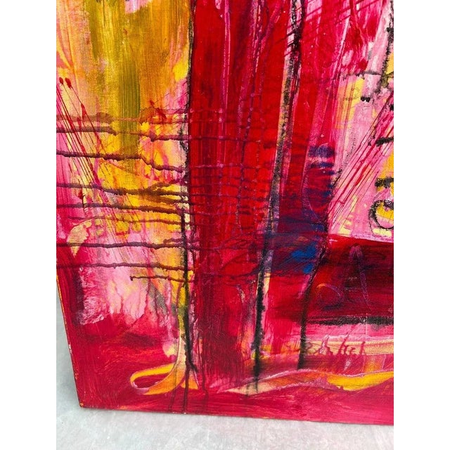Carol Bertrand Abstract Pink Collage Painting | Chairish