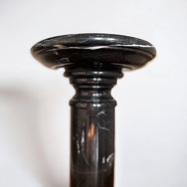 Vintage Solid Black Marble Pedestal | Chairish