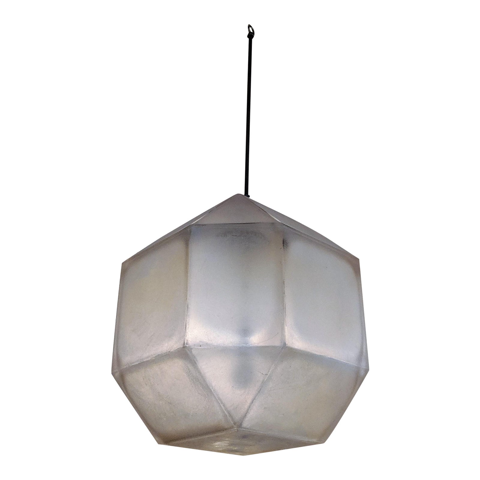Vintage Geometric White Translucent Acrylic Pendant Lights | Chairish