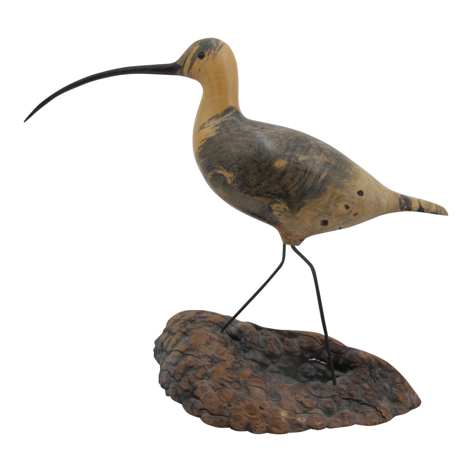 Marc Smith MCM Style Buckeye Burl Wood on Manzanita Base Curlew Bird ...