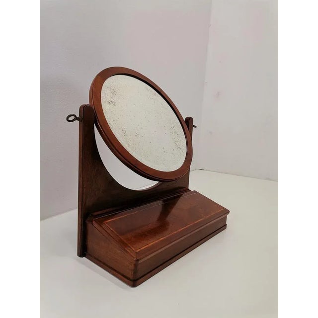 Vintage Round Table Mirror with Drawer, 1950s | Chairish