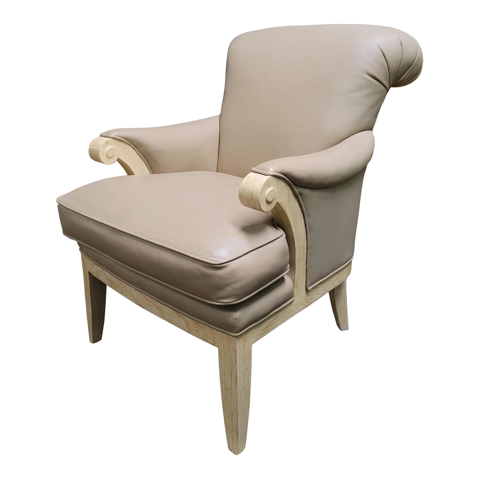 Early 21st Century Pearson Furniture Leather Rolled Back Club Chair ...
