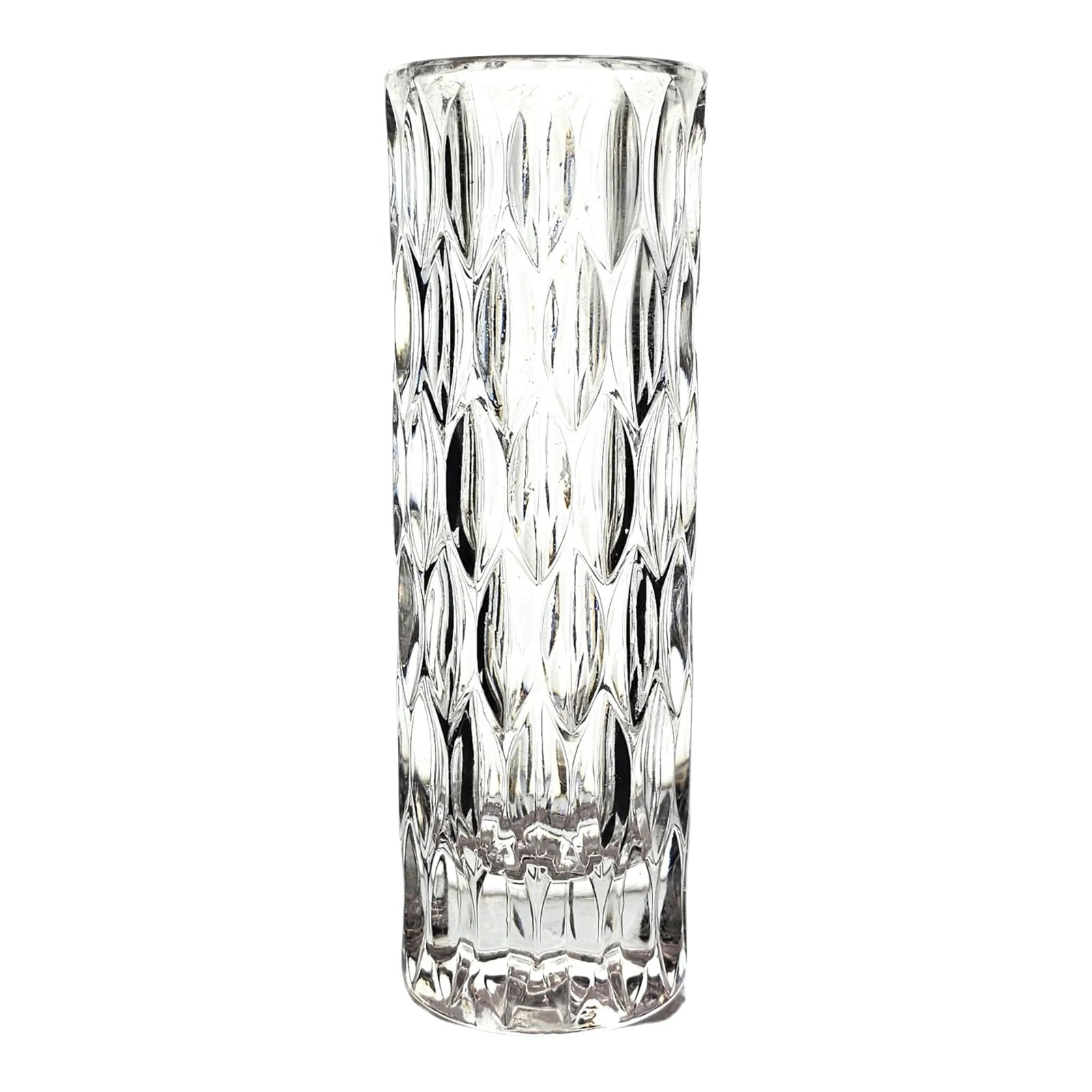 Optical Crystal Glass Vase Modern Leaf 7.5" H | Chairish