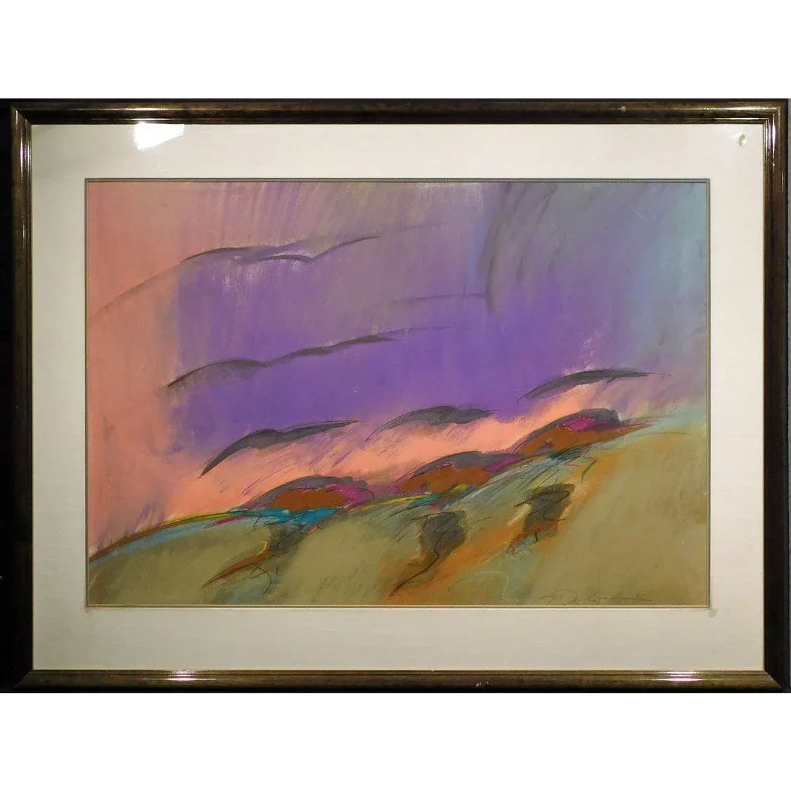 1990s Mark Dickson Untitled Mix Media, Pastel and Watercolor Abstract ...